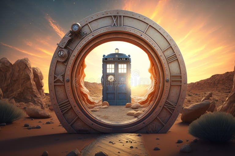 A Time Gate with Time Machine Generative AI Stock Illustration ...
