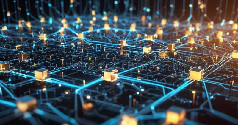 This Image Features a Complex Network of Interconnected Nodes and Lines ...