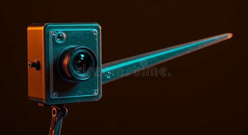 A Futuristic Camera with an Extended, Glowing Optical Component ...