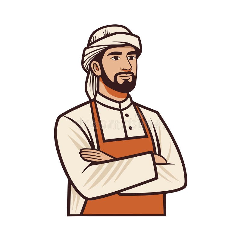 Confident Arab Chef Portrait with Traditional Attire Ready for Culinary ...