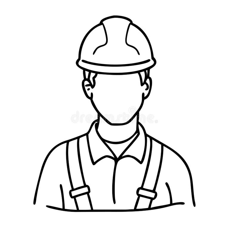 Construction Worker Outline Vector Illustration for Safety and Design ...