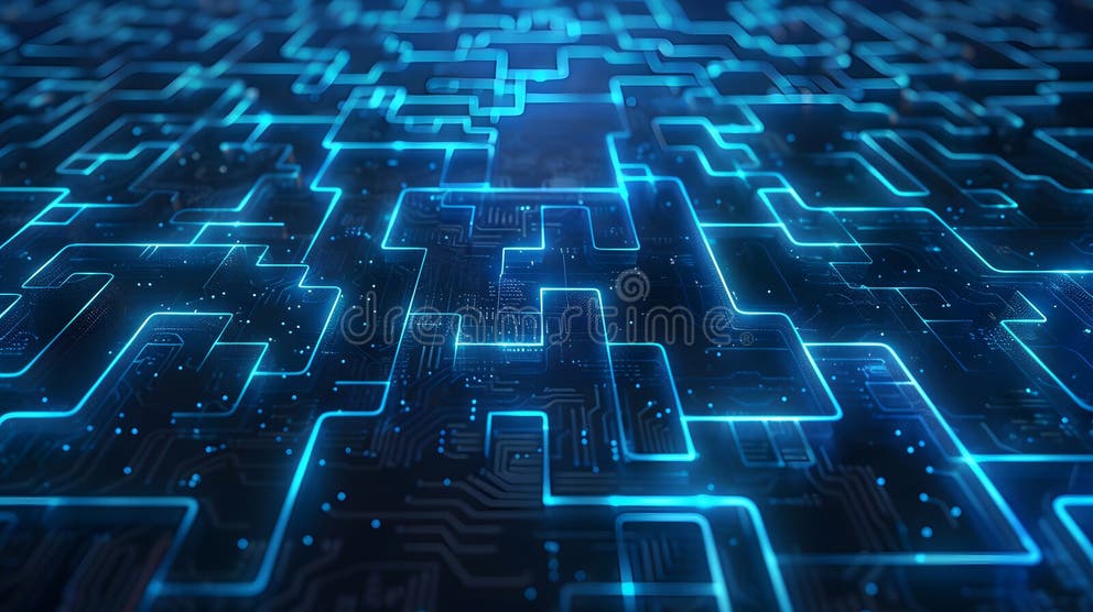 Technological Circuits Converging in Abstract Background Concept Art ...