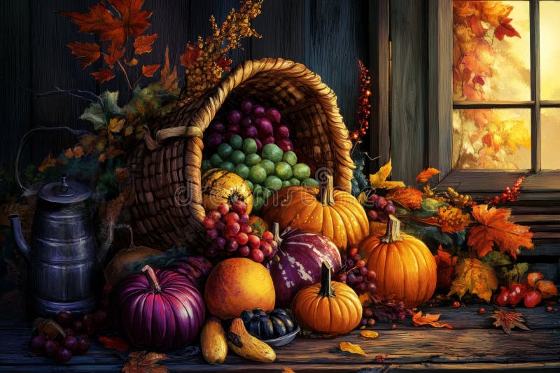 Spooky Festive Thanksgiving Cornucopia Stock Illustration ...