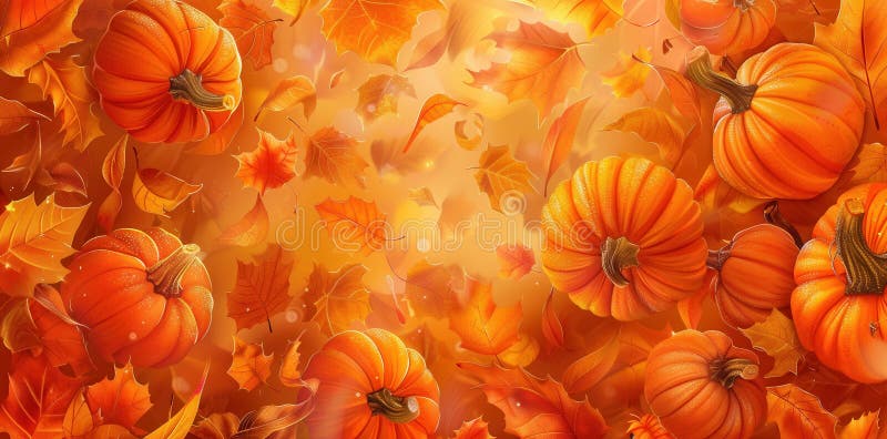 Cozy Fall Decor. Fall Pumpkins on High Detailed Plain Background ...