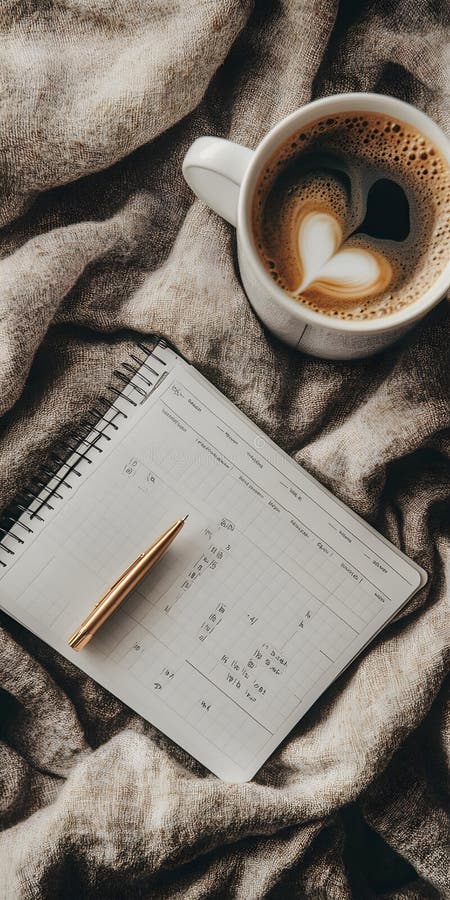 Cozy Coffee and Notebook Scene Stock Illustration - Illustration of ...