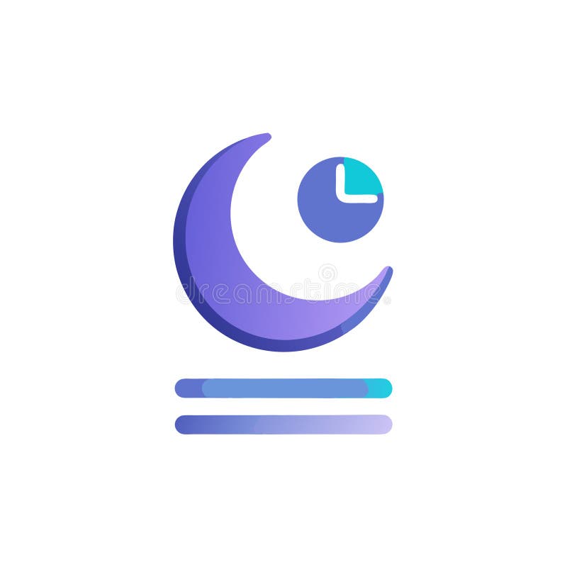 Late Night Work Icon with Crescent Moon and Clock Gradient Design Stock ...