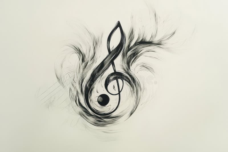 Artistic Line Drawing of a Musical Note Tattoo Design with Flowing ...