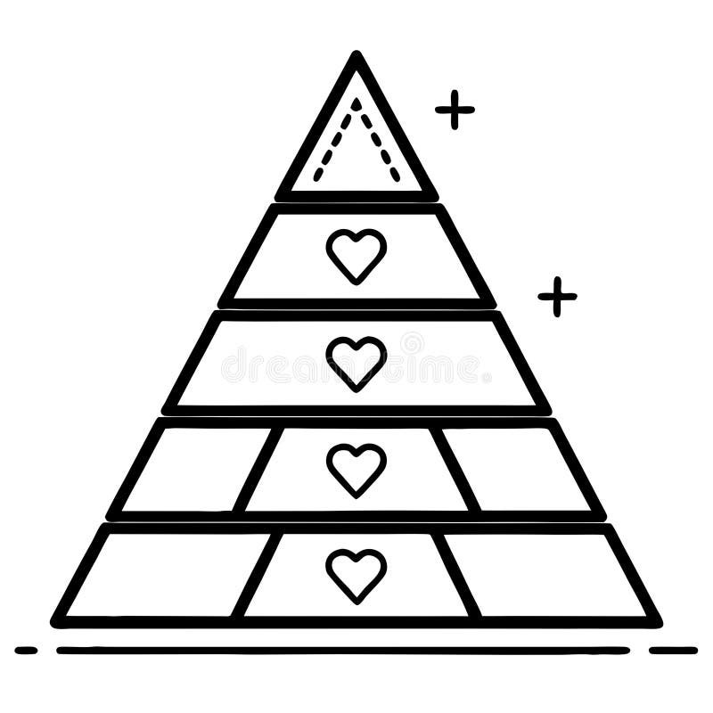 Heart Pyramid Design for Tattoo Art and Coloring Books Stock ...