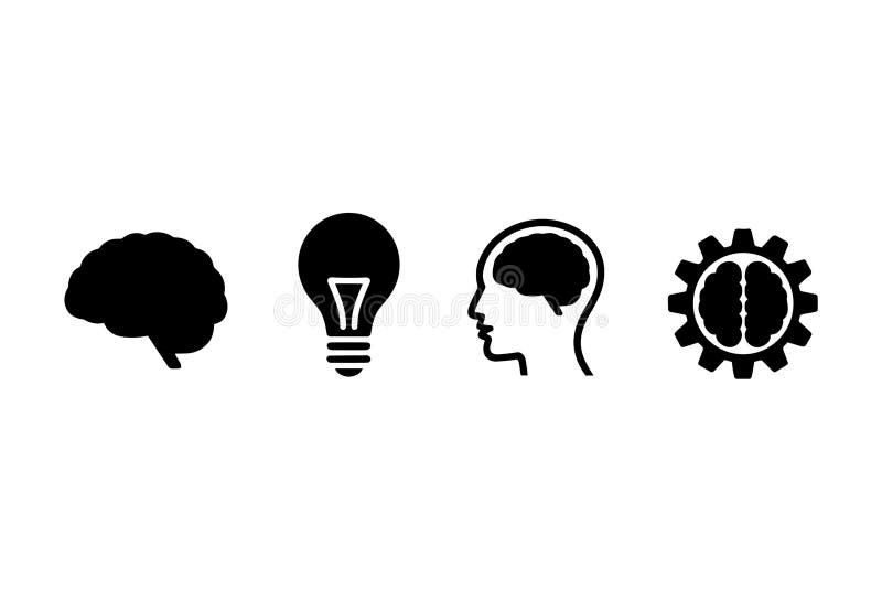 Brain Lightbulb Head Outside Brain Gear Set Creative Thinking Stock ...