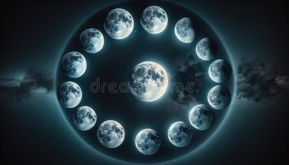 Lunar Phases Circular Stock Illustrations – 114 Lunar Phases Circular ...
