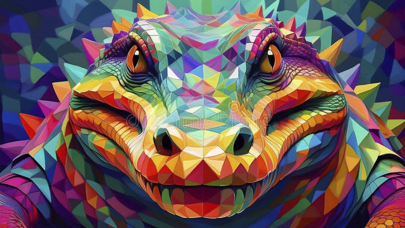 Generated Image a Crocodile in Colorful Geometries. Stock Illustration ...