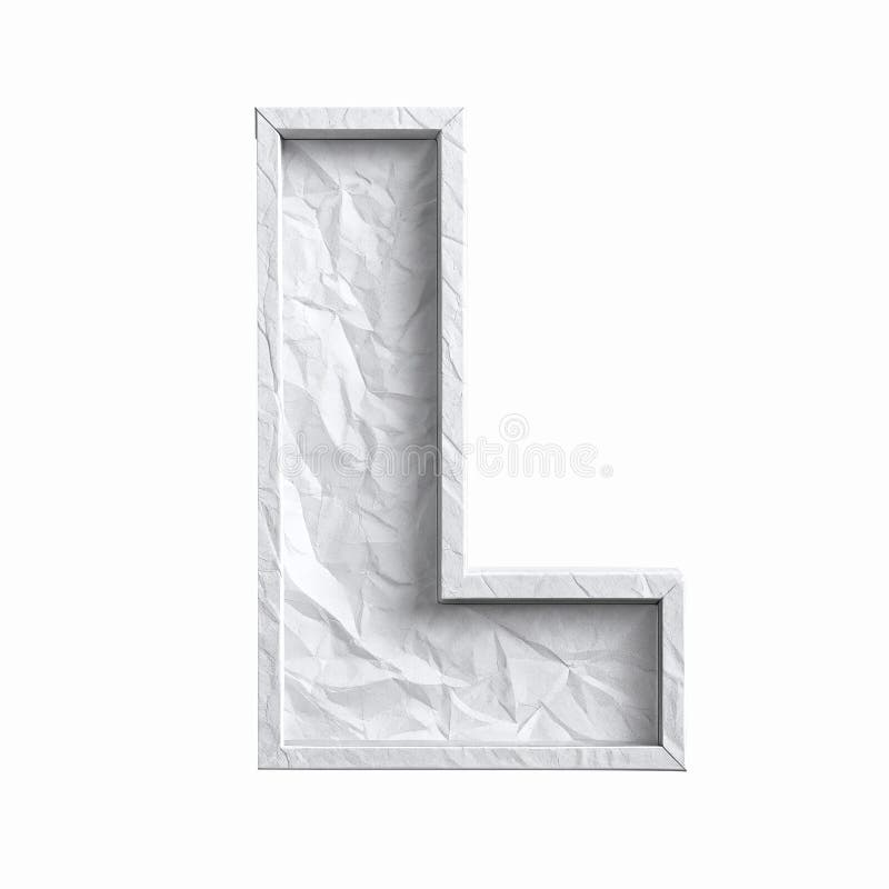Crumpled White Letter L in 3D Style with Transparent Background for ...