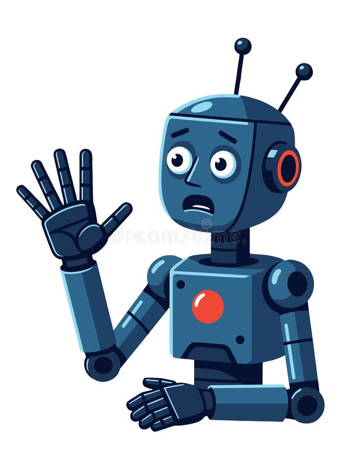 Scared Robot Waving Hand Say Stop Stock Photo - Illustration of ...