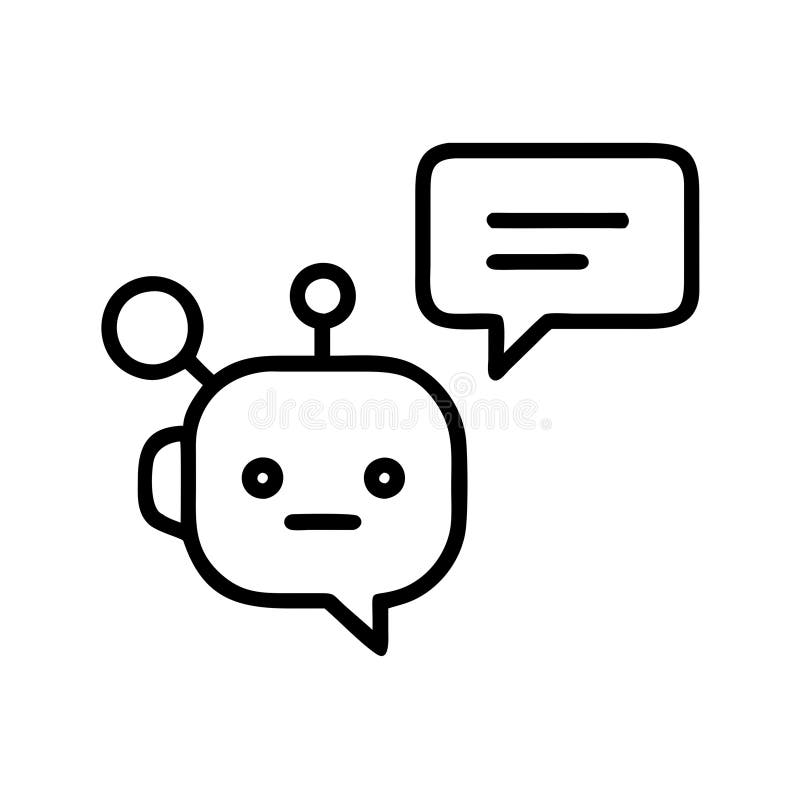 Cute Cartoon Robot Character with Speech Bubbles for Chat Application ...