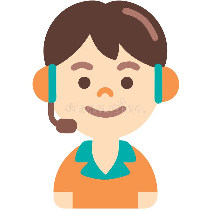 Cute Customer Service Representative Vector Cartoon with Headset Stock ...