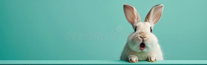 Amazed or Scared Easter Bunny Rabbit on Green Background for Greeting ...