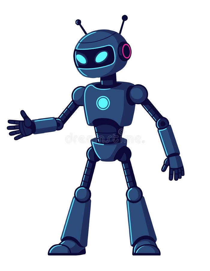 Cartoon Robot Character AI Assistant Chatbot Mascot Future Technology ...