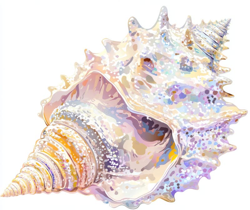 The Image Features a Cute Sea Shell on a White Background, Which is an ...