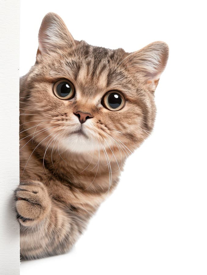 Curious Cat Peeking from Behind a Wall Stock Illustration ...