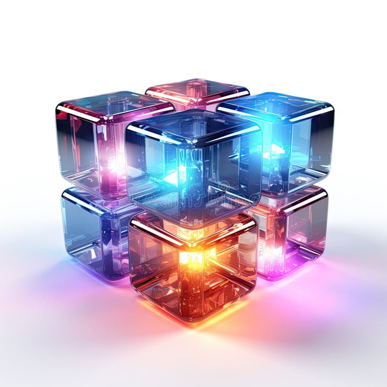 Many Colorful Cubes and Some Lights are Stacked Together in this 3d ...