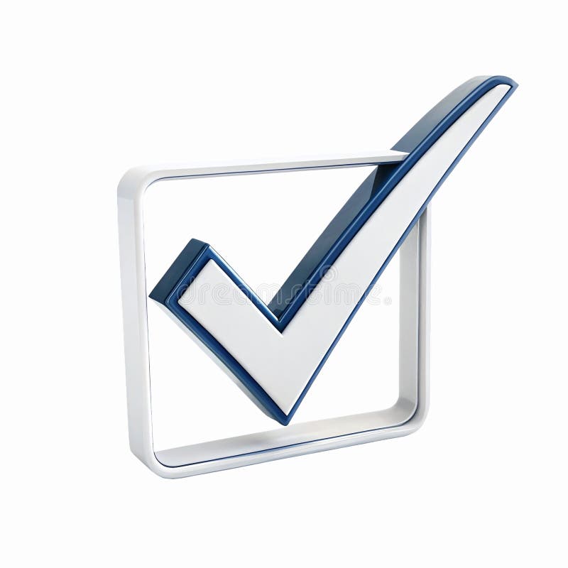 3D Check Mark in a Square Shape for Approval Confirmation and Success ...