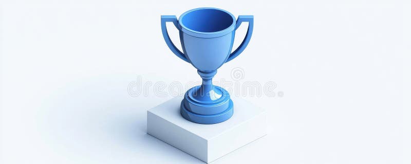 3D Illustration of a Blue Trophy on a White Background Stock ...