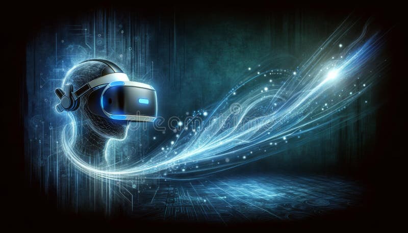 Futuristic Virtual Reality Headset with Abstract Light Trails ...