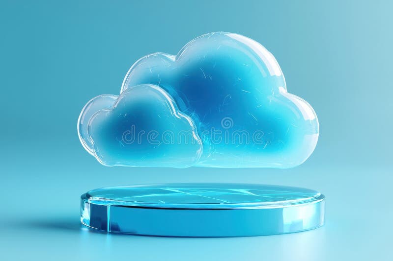 3D Isometric Illustration of a Translucent Cloud in Blue and White ...