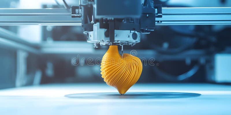 3D Printer Creating Yellow Spiral Object Stock Illustration ...