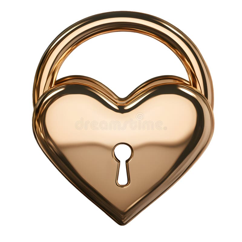 3D Gold Heart Lock with Keyhole Symbolizing Love and Security Stock ...