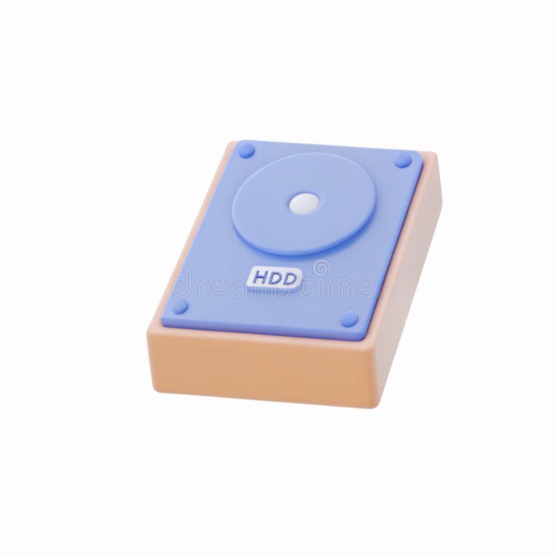 3D Rendered Blue and Beige Hard Disk Drive Icon with Minimal Design and ...