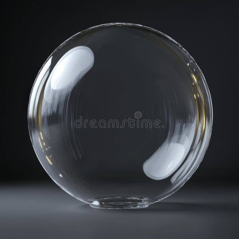Transparent Glass Sphere on a Dark Surface, 3D Render, Studio Lighting ...