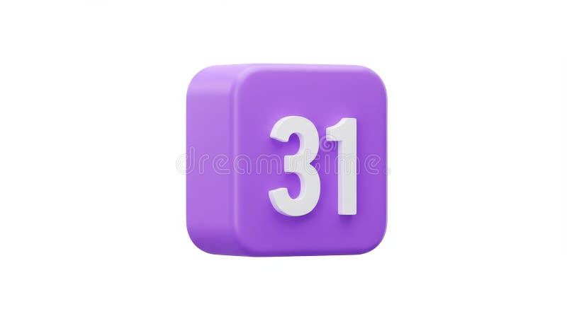 Purple 3D Number 31 Icon stock illustration. Illustration of multimedia ...