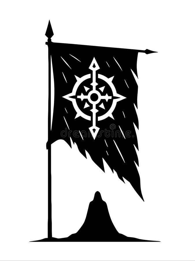 Dark Tattered Flag Compass Symbol War Banner Stock Vector ...