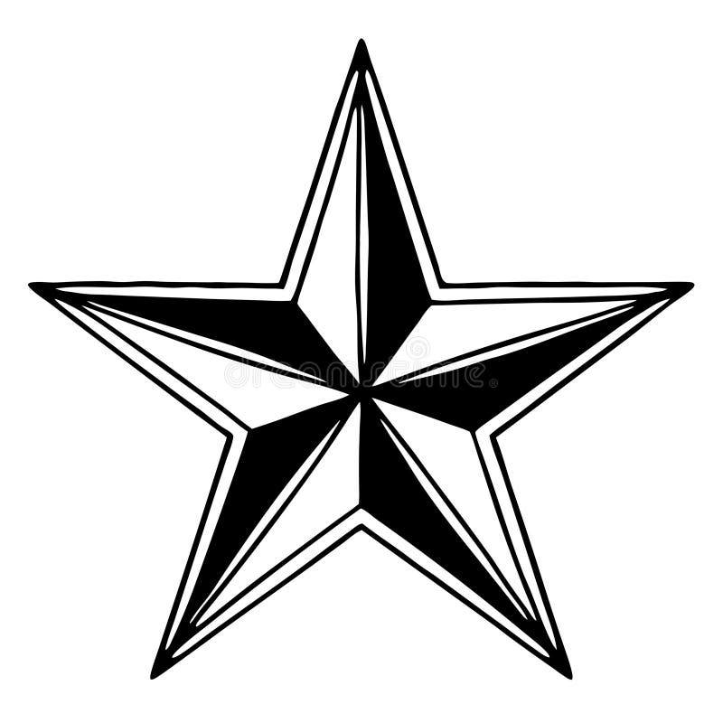 Black Outline Decorative Five Point Star for Designs and Crafts Stock ...