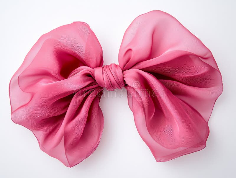 The Image Features a Decorative Pink Satin Ribbon Bow with Long Tails ...