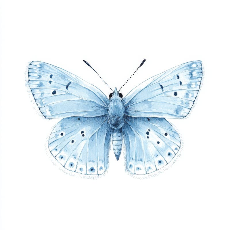The Image Features a Delicate Hand Drawing of a Butterfly in Watercolor ...