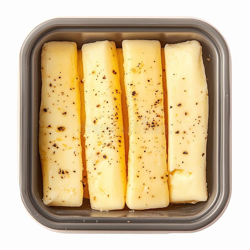 Delicious Sliced Cheese Block with Pepper Seasoning in Clear Container ...