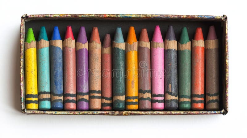 A Vibrant Collection of Crayons Rests in a Rustic Box. Perfect for ...