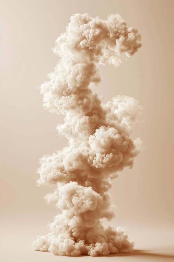 A Billowing Tower of Soft Beige Smoke Against a Neutral Background ...