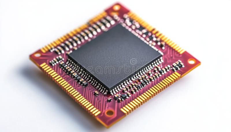 This Image Features a Detailed Close Up of a Computer Chip Placed on a ...