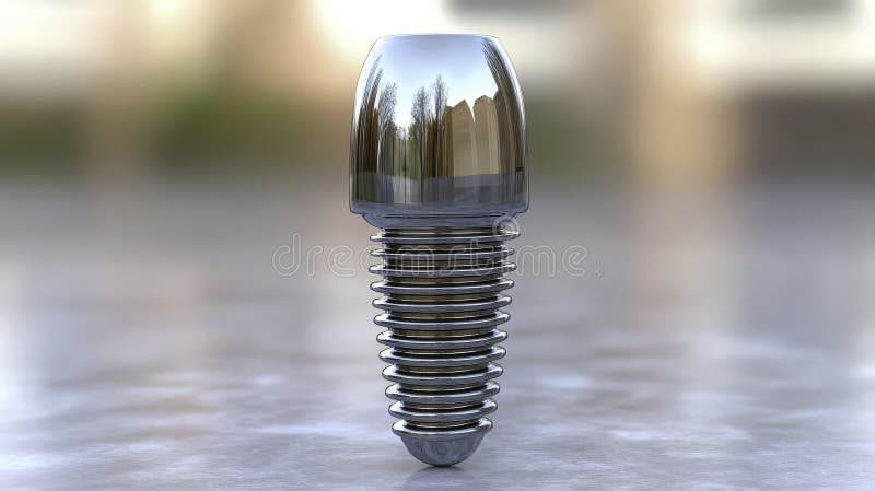 Metallic Dental Implant on a Blurred, Neutral Background. Stock ...