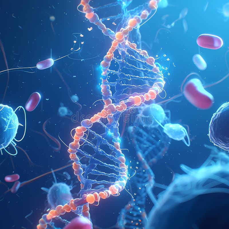 Illustration of DNA Strand in Scientific Atmosphere Stock Illustration ...