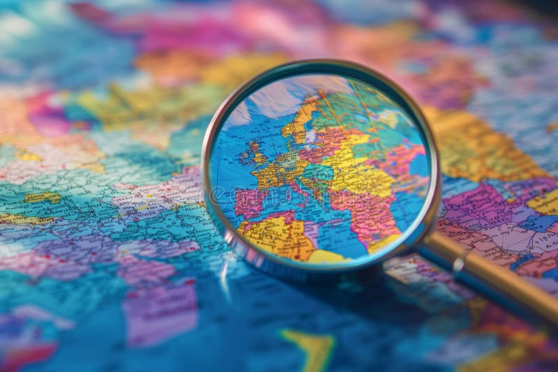 Magnifying Glass Map Exploration Travel Planning Generative Ai Stock ...