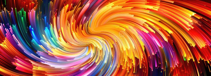 Abstract Colorful Lines Swirling Inward on Black Background Stock Image ...