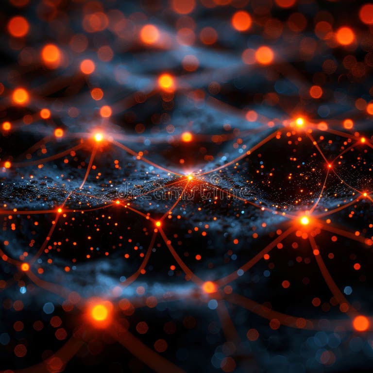 Image Features a Digital Illustration of an Abstract Network System ...