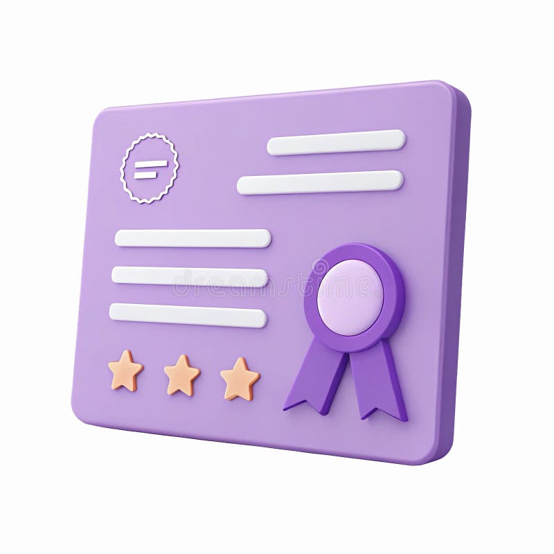 Purple Certificate with Ribbon and Stars for Achievement Excellence and ...