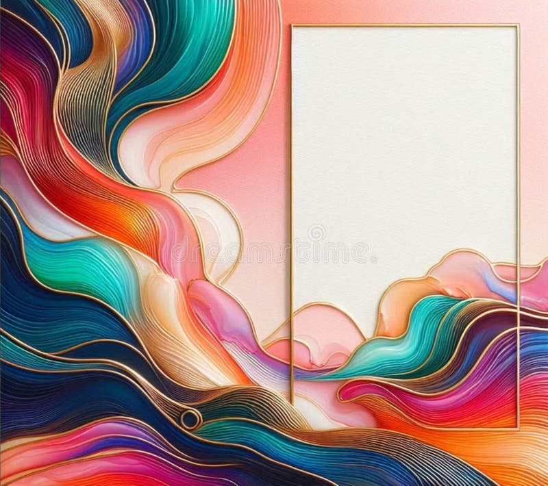 A Dynamic Abstract Art Piece Characterized by Flowing Waves of Color ...