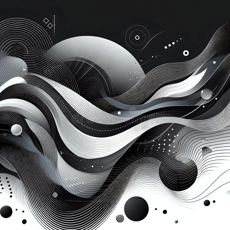 Abstract Black and White Waves Stock Illustration - Illustration of ...