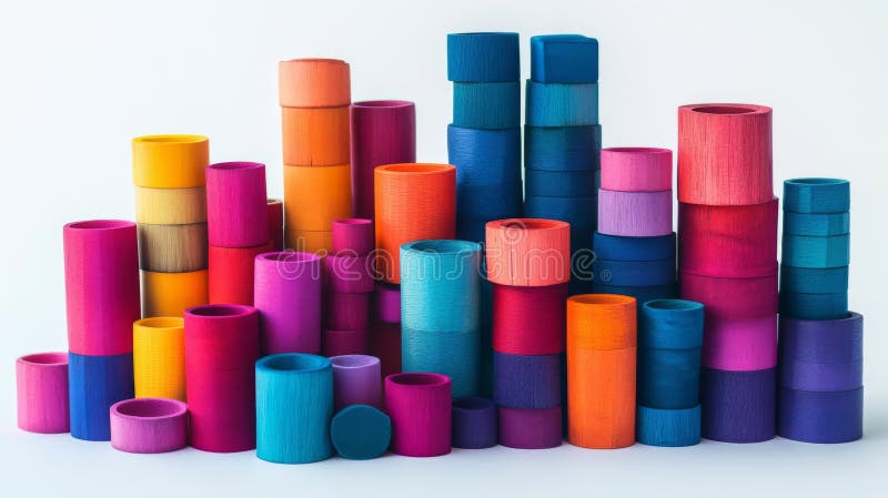 Colorful Cylindrical Shapes Stand Tall in a Vibrant Arrangement. the ...